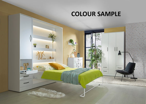Small Double Vertical Wall Bed with Closet and Desk – Space-Saving Set ...
